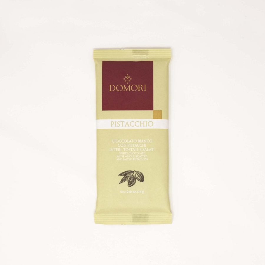 Domori Pistacchio White Chocolate Bar with Whole Roasted & Salted ...