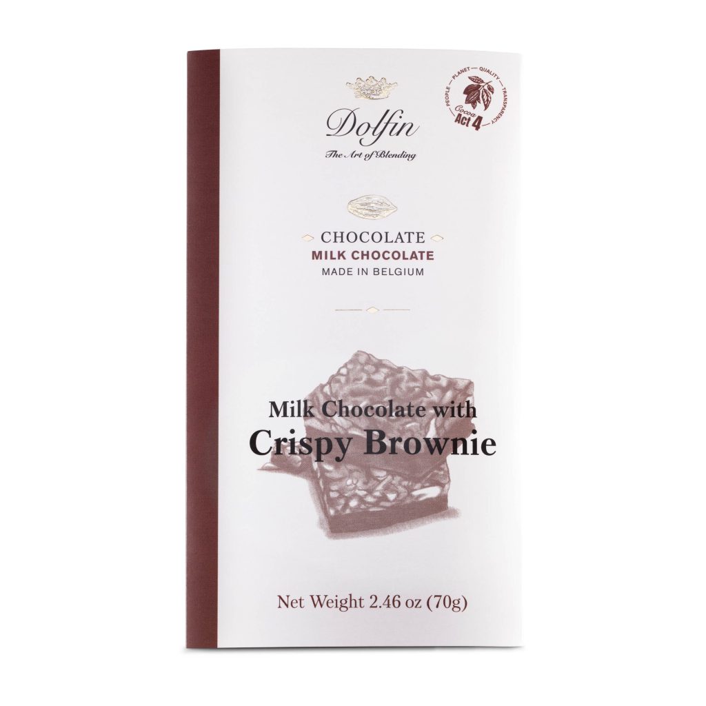 Dolfin 37% Milk Chocolate Bar with Crispy Brownie | World Wide Chocolate