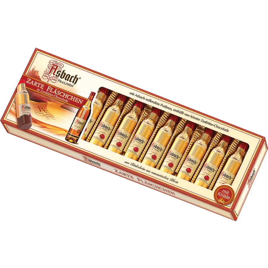 Asbach® 12-Piece Brandy Dark Chocolate Zarte Fläschchen | World Wide ...