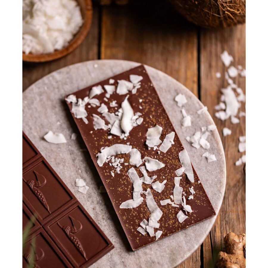 Loon Chocolate Caribbean Kiss Milk Chocolate Bar with Shaved Coconut ...