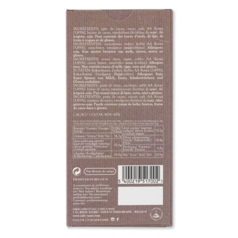 Café-Tasse 60% Dark Chocolate Bar with Kenyan Coffee | World Wide Chocolate